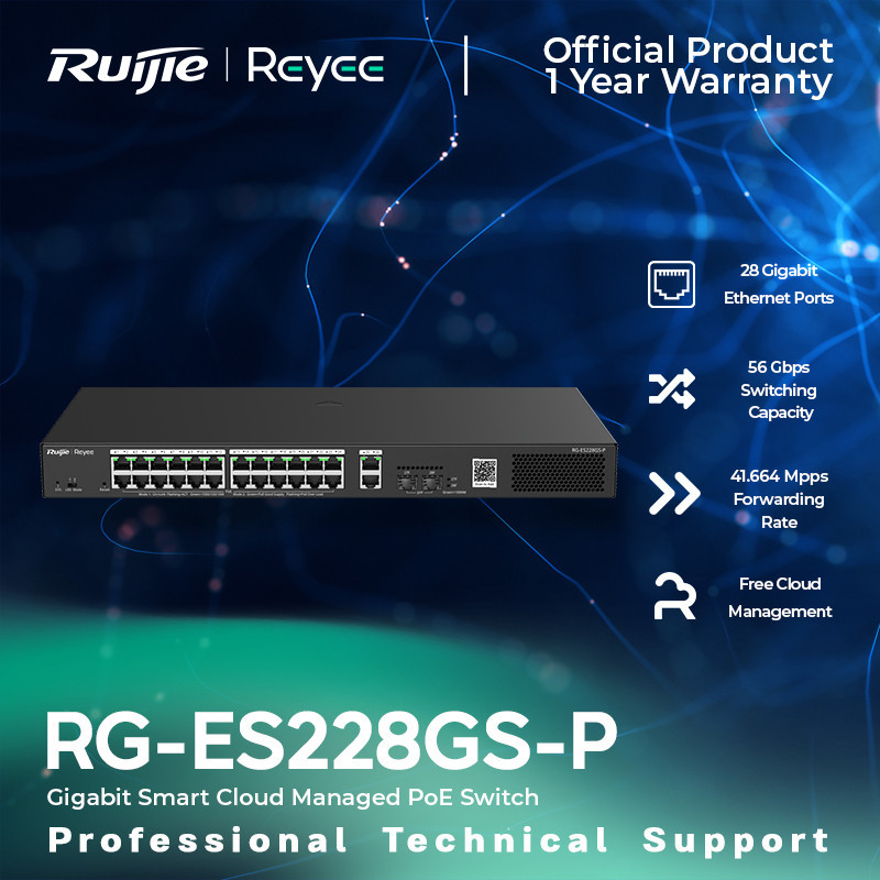 Ruijie-Reyee RG-ES228GS-P 28-Port Gigabit Smart Cloud Managed PoE ...