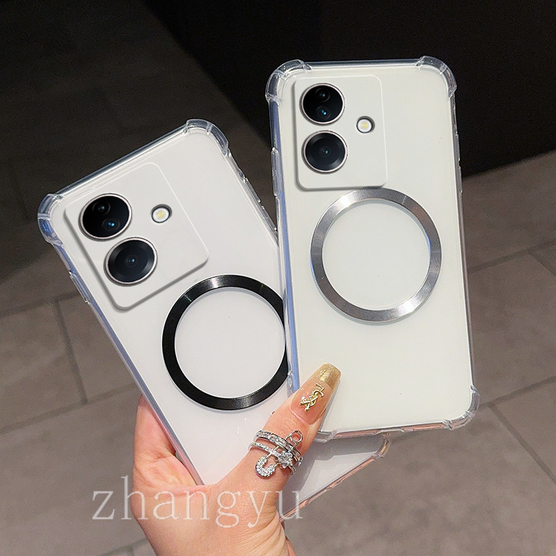 Casing oppo a79 Phone Case Magnetic Transparent Four Corners Shockproof ...