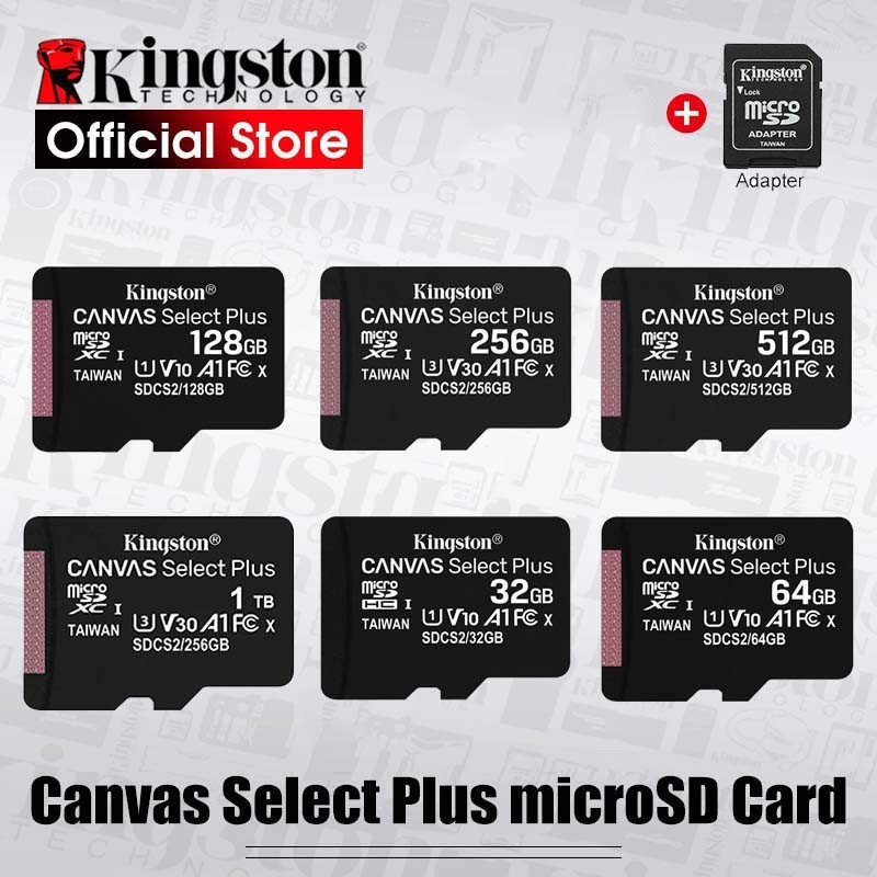 Kingston Canvas Select Plus microSD Card Class10 carte sd memoria 128GB 32GB 64GB 256GB 512G 1TB ...