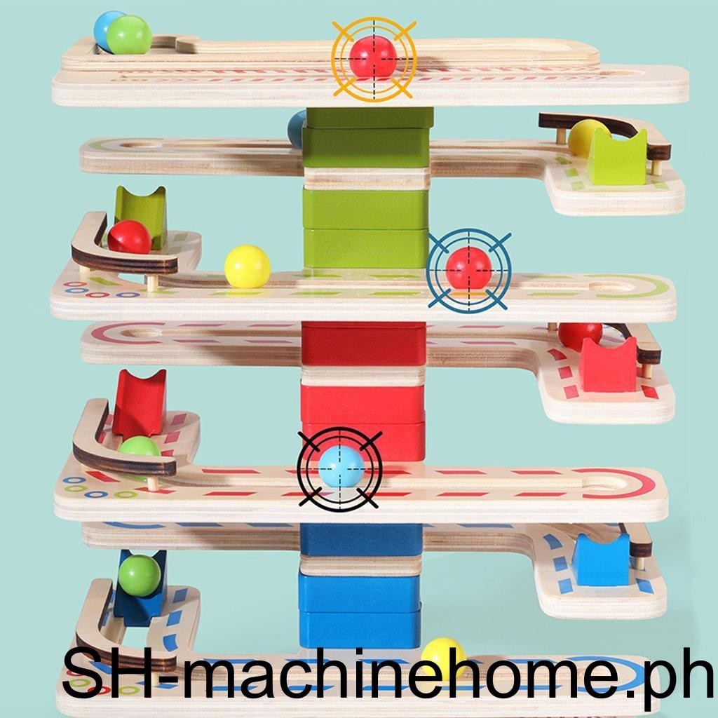 7-Layer Ramp Racer Click Clack Ball Race Track Wooden Toy for Kids ...