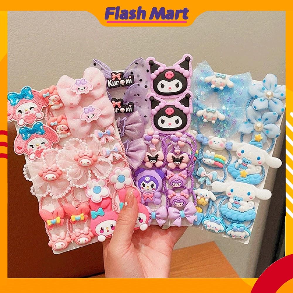 14/18Pcs Kawaii Sanrio Hair Ties Kuromi Hair Ring Ornaments Cinnamoroll ...
