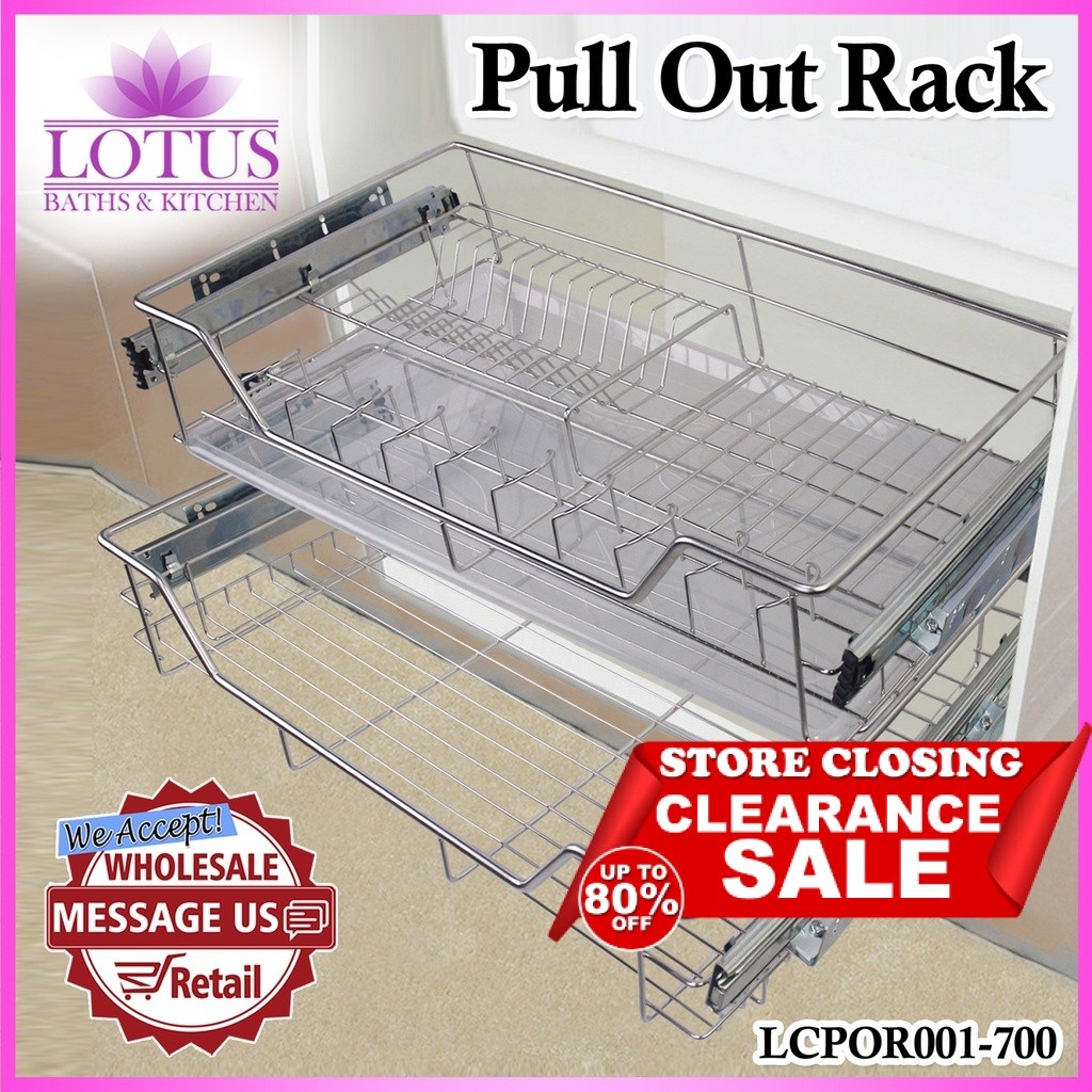 Lotus Baths LCPOR001 60cm 2-Tier Basket Pull Out Shelf Storage Rack for ...