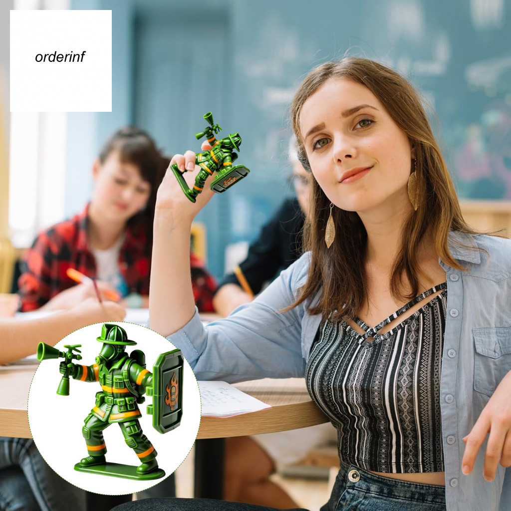 OR_ Study Room Fireman Ornament Green Firefighter Ornament Mini ...