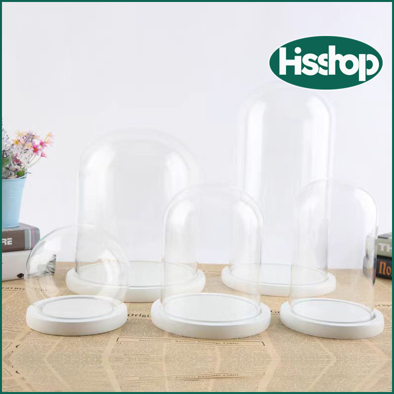 Glass dome Cloche,White Base Glass Jar, Preserved Fresh Flower ...