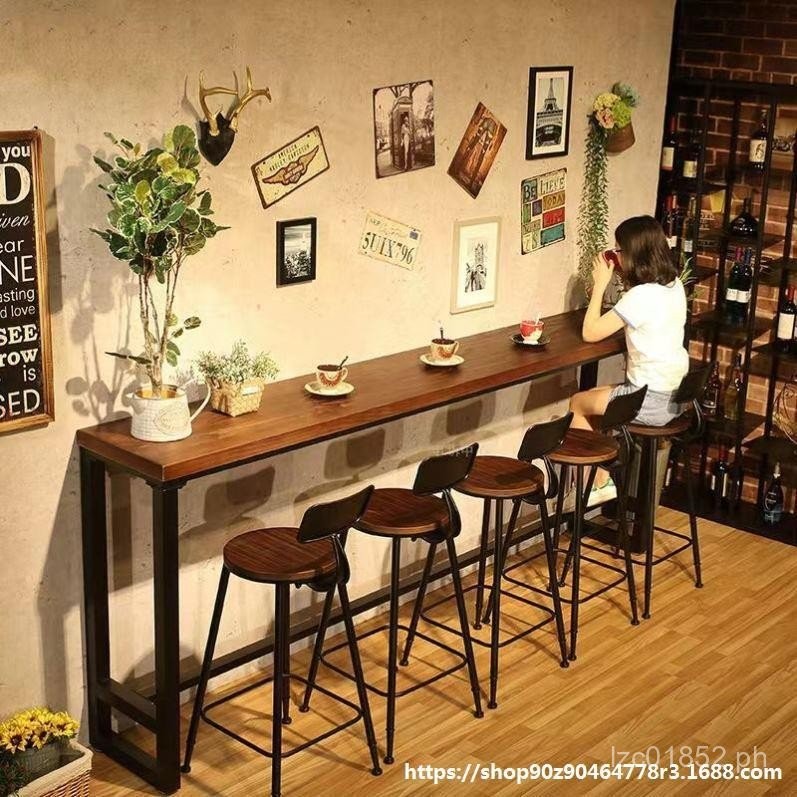 Bar Counter High Coffee Shop Dining Table and Chairs loft American ...