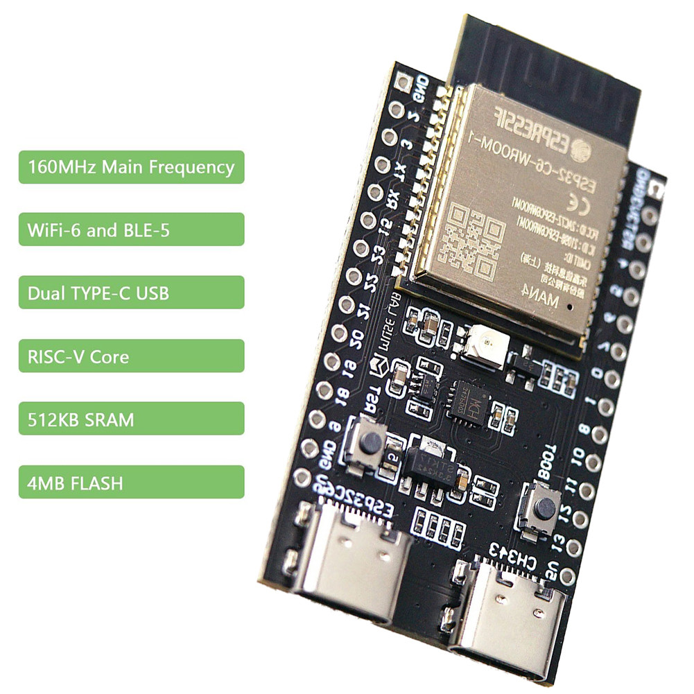 ESP32-C6 Minimum System Board Dual Type-C ESP32-C6-WROOM-1 RISC-V 512KB SRAM [LosAngeles.ph ...