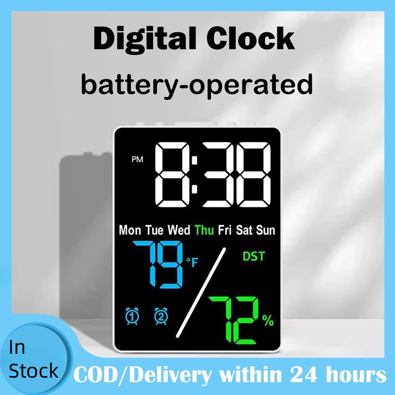 In Stock LED Digital Clock Alarm Table Clock Bedroom Large Screen ...