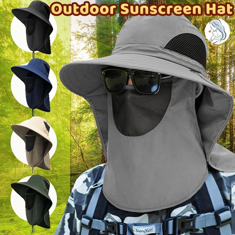 Sunscreen Hat UV Protection Wide Brim Hat Face Mask Design Full Face ...