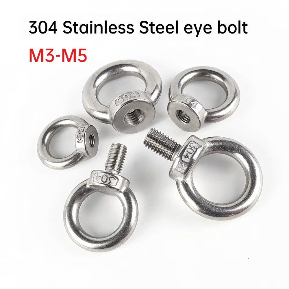 1Pcs Lifting Eye Screw Bolts Nut 304 Stainless Steel Round Ring Hook ...