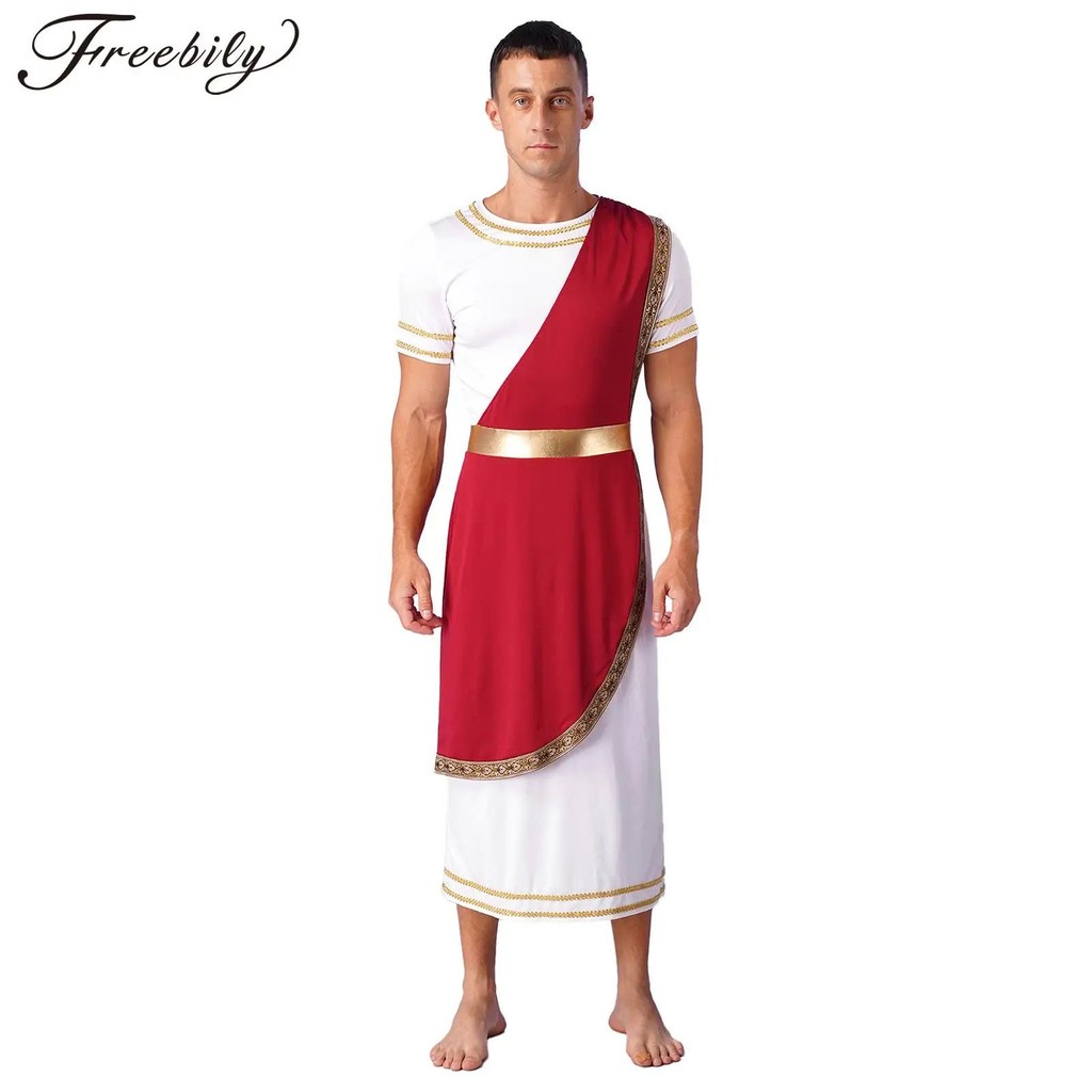 Mens Ancient Greek Mythology Man Toga Rome Spartan Warrior Costume God ...