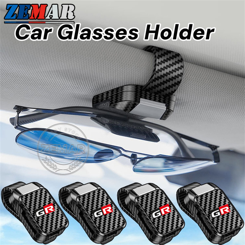 Toyota GR Car Glasses Holder Carbon Fiber Style Car Sunglasses Clip Sun ...