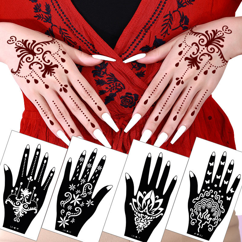 1Sheet Henna Tattoo Stencil Temporary Hand Tattoo Body Art Sticker ...