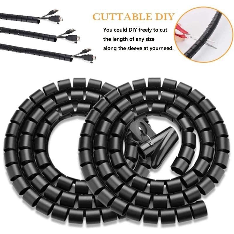 1M/2M 8~25mm Cable Spiral Wrap Tidy Cord Wire Banding Loom Storage ...