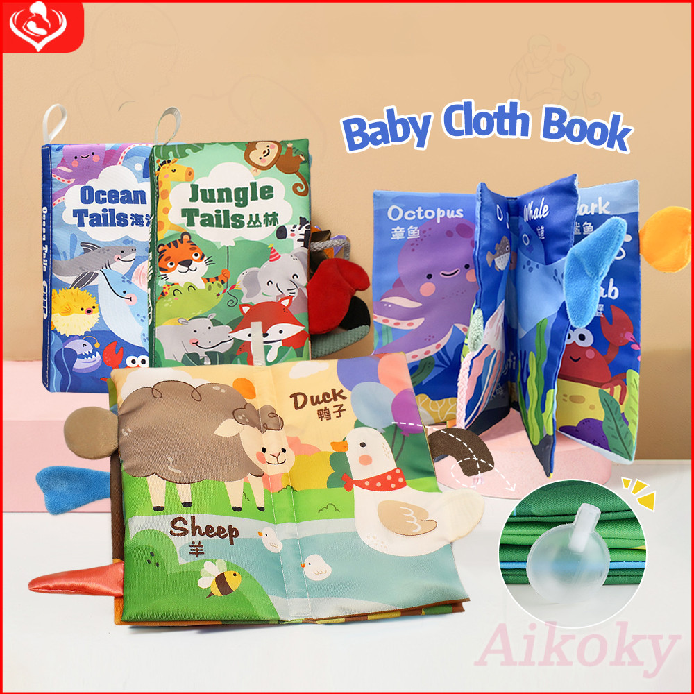 Aikoky Early Education Cloth Books For Babies Non Toxic Washable Soft ...