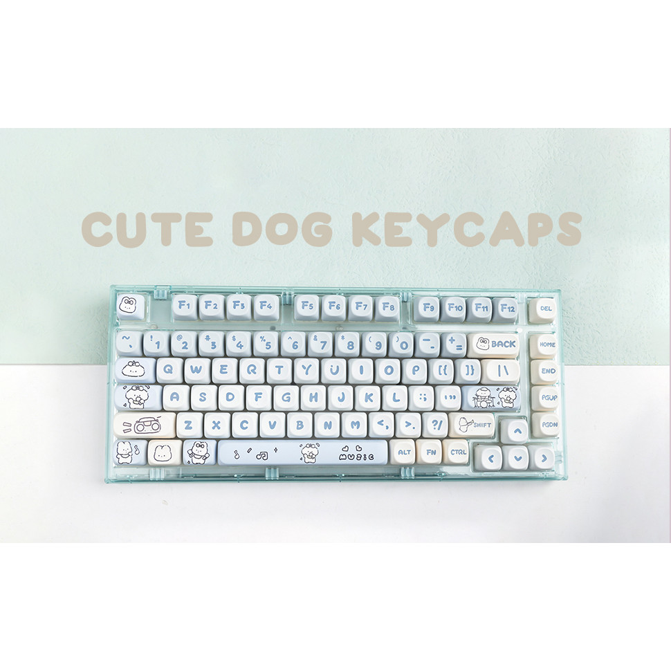YONGQIU MOA Blue puppy Dog Cute PBT Keycaps 139 Keys for Cherry MX ...