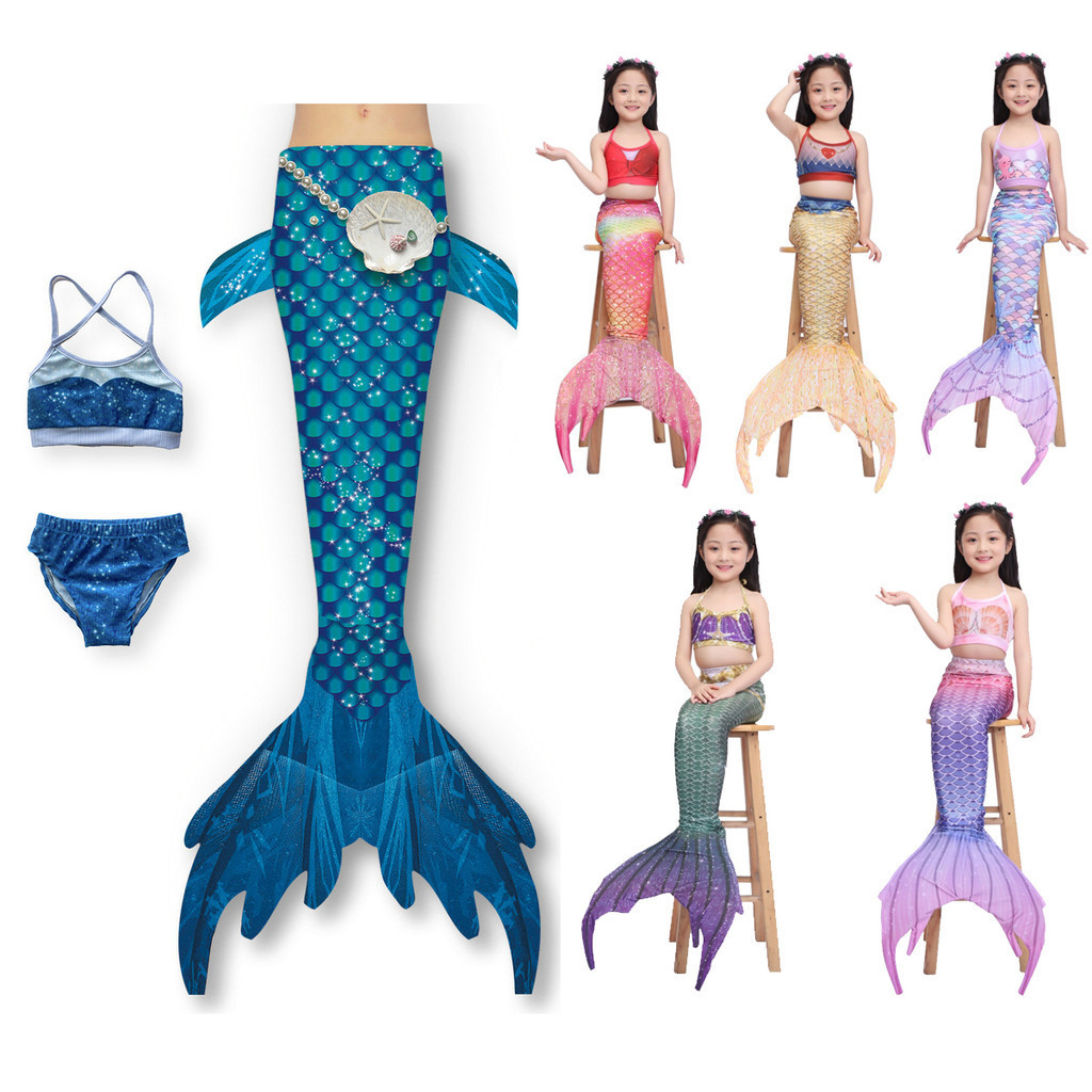 Children Mermaid Tail Swimsuit Mermaid Tube Top Fish Tail Girl Princess ...