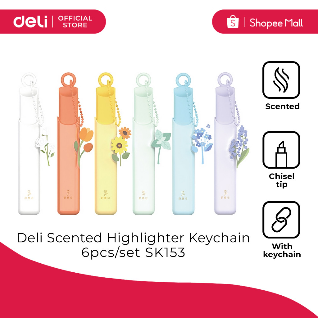 Deli SK153 Scented Highlighter Keychain 6pcs/set | Shopee Philippines