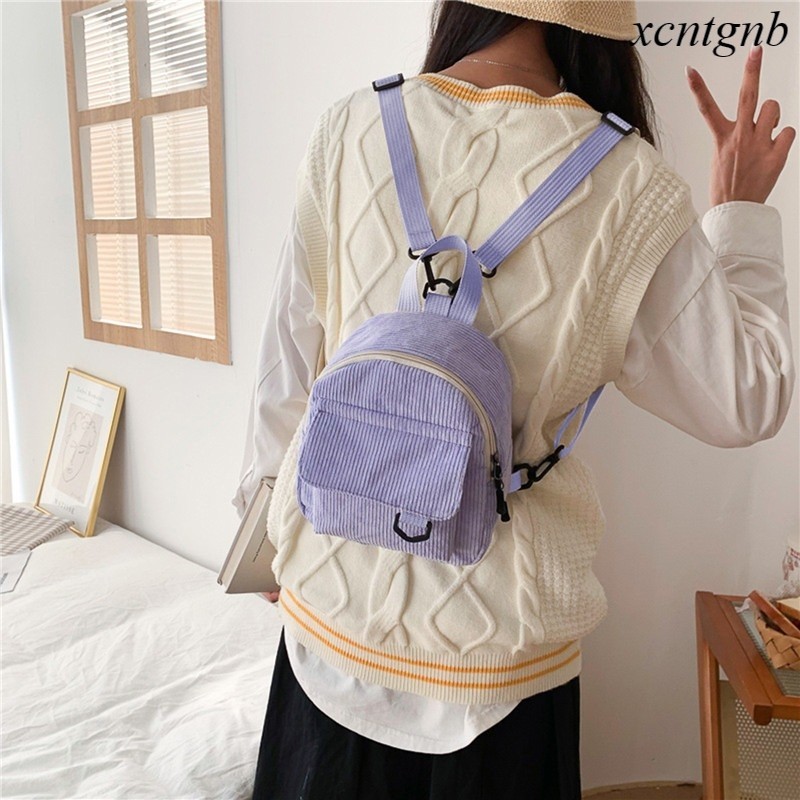 Small Backpacks Mini Fashion Travel Bag Corduroy Shoulder Bags For ...