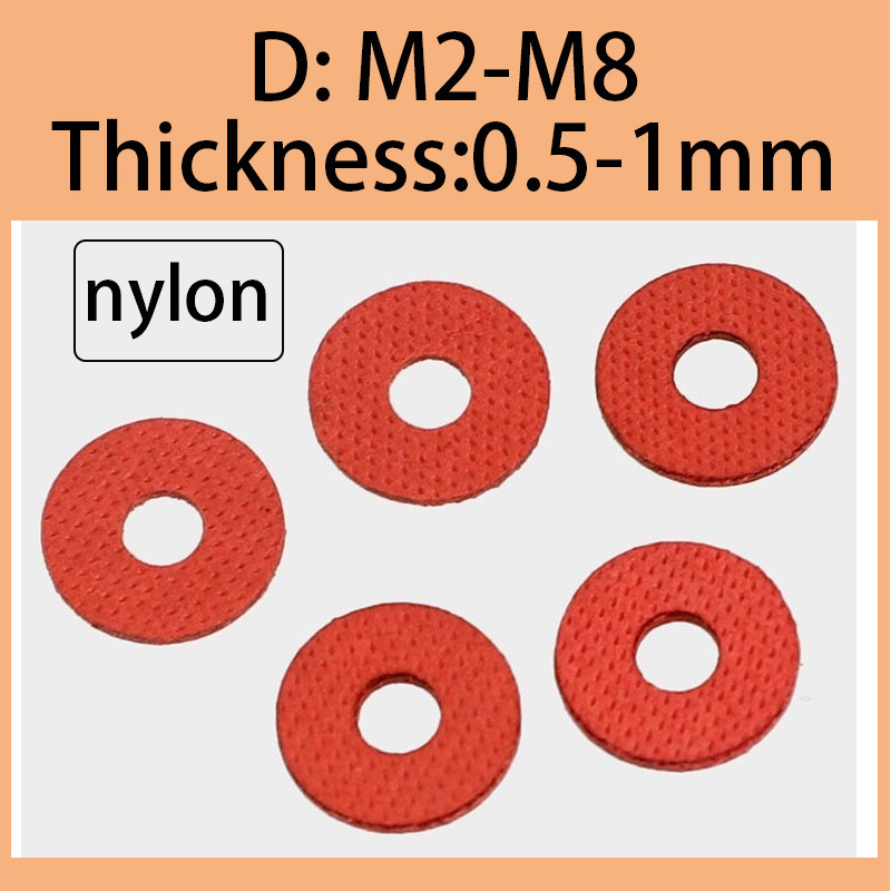 Red flat washer Steel paper washer M2M2.5M3M4-M8 insulating washer ...
