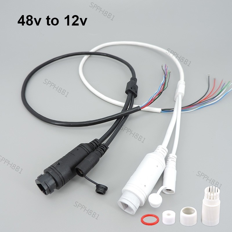 9 pin core 48V to 12V PoE network power Cable DC Audio IP Camera RJ45 ...