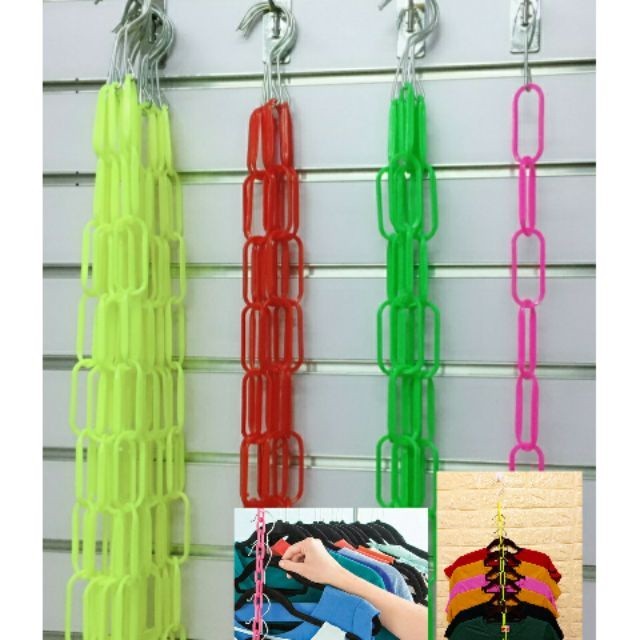 Colored Thicker Plastic Hanger Chain Clothes Organizer Holder Safety ...
