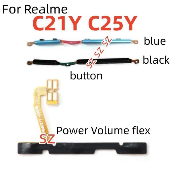 Power Volume button flex For Realme C21Y C25Y Side Switch Power ON OFF Key Mute Volume control ...