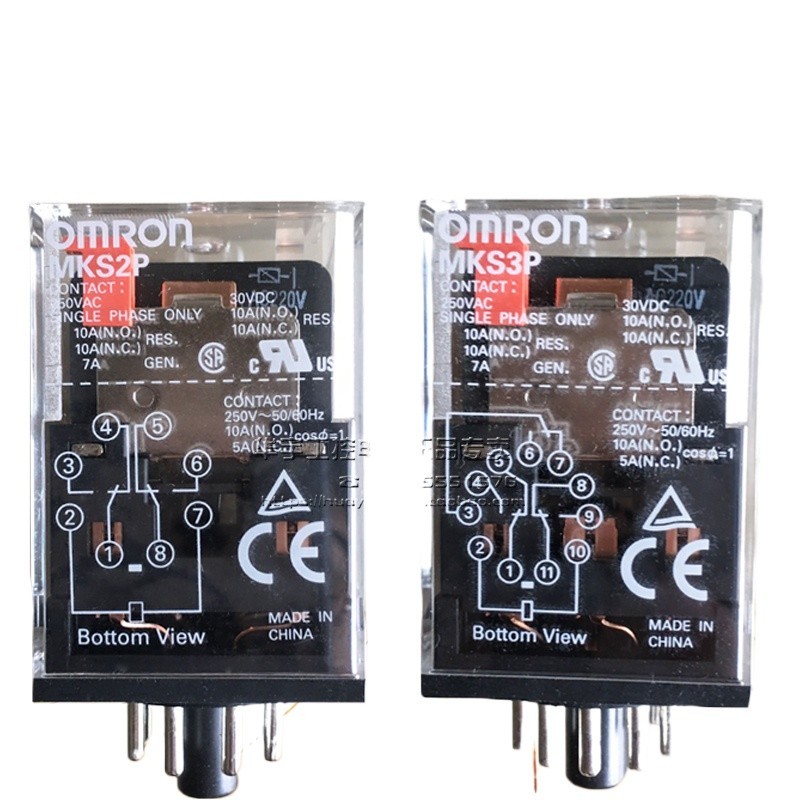 Original genuine Omron universal intermediate relay MKS2P MKS3P AC220V DC24V round 8 feet ...