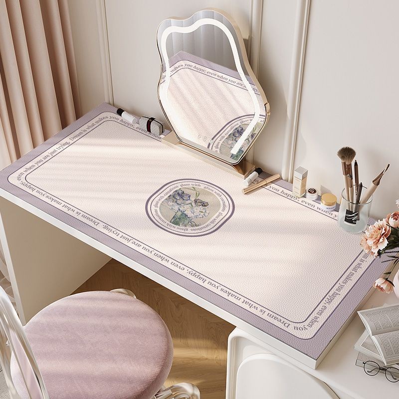 Dressing Table Mat Leather Waterproof Table Cloth Retro Bedroom Makeup ...