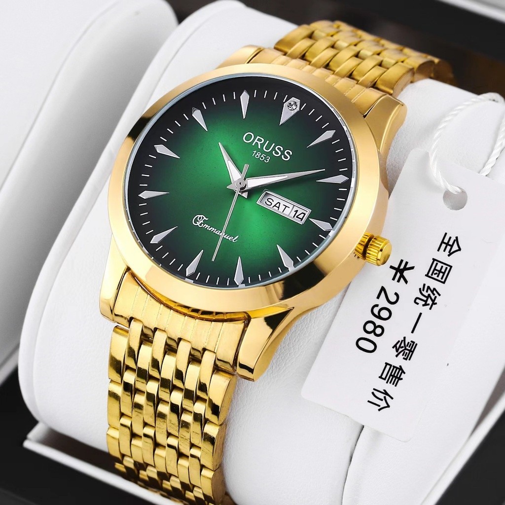 ORUSS Original Men Luxury Stainless Steel Waterproof Dual Calendar ...