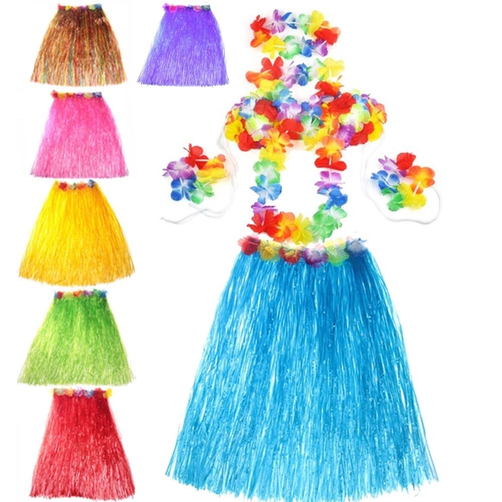 Hawaiian Luau Party Decorations Costumes Set with 60CM Length Skirt ...