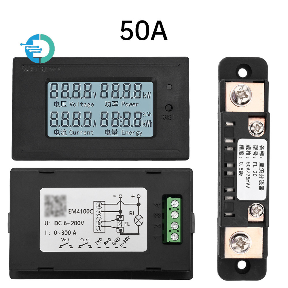 DC 6-200V Digital Coulomb Meter Voltage Ammeter Power Meter Electricity ...