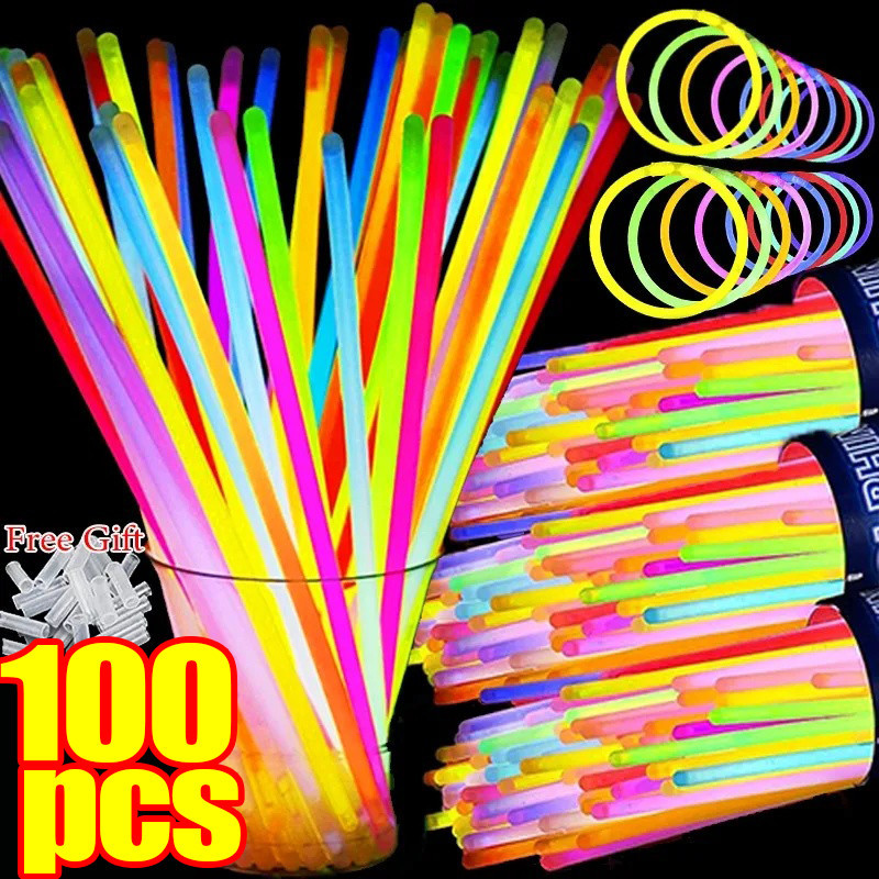 100PCS Colorful Glowing Stick - for Festival Wedding Party Decor ...