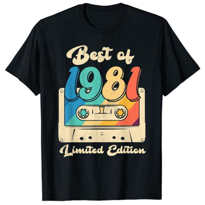 Retro Best of 1981 Cassette Tape 41th Birthday Decorations T-Shirt 80s ...