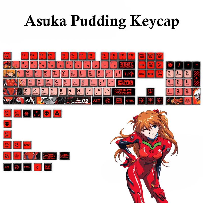 EVA-02 Asuka Langley Soryu Pudding Keycap 125 Keys SAX Profile Four ...