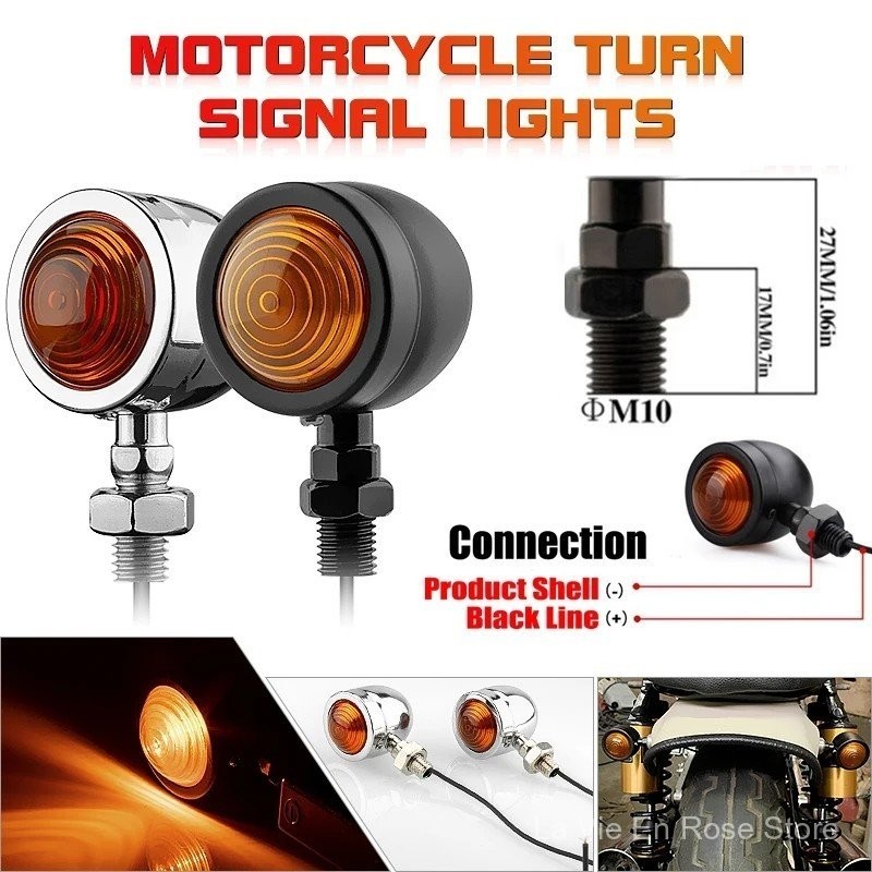 2PCS Motorcycle Turn Signal Indicator Light Amber Motorbike Blinker ...