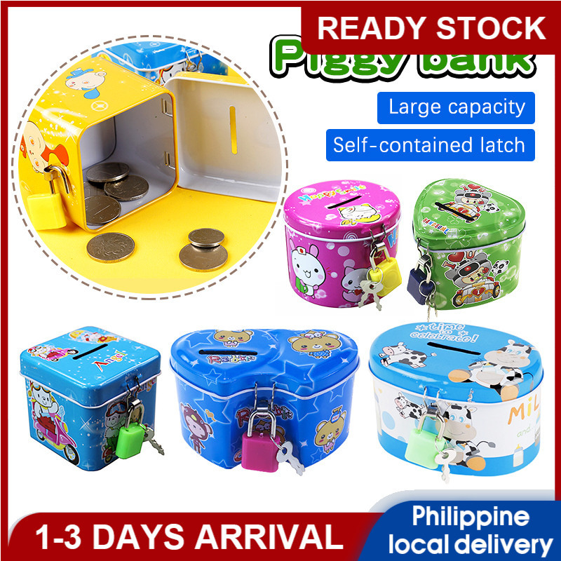 Piggy Bank Iron Box Coin Bank Money Box Cartoon Animal Storage Box Jar ...