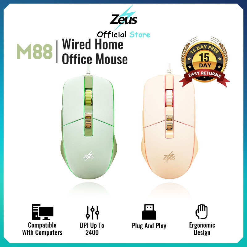Zeus® M-88 Silent Click Wired RGB Mouse 2 Colors RGB Mouse 4 DPI ...