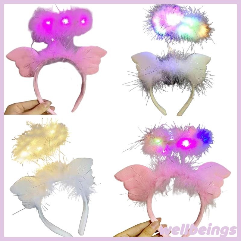 WELL Luminous Angel Halo Hair Band LED Feather Angel Headpiece ...