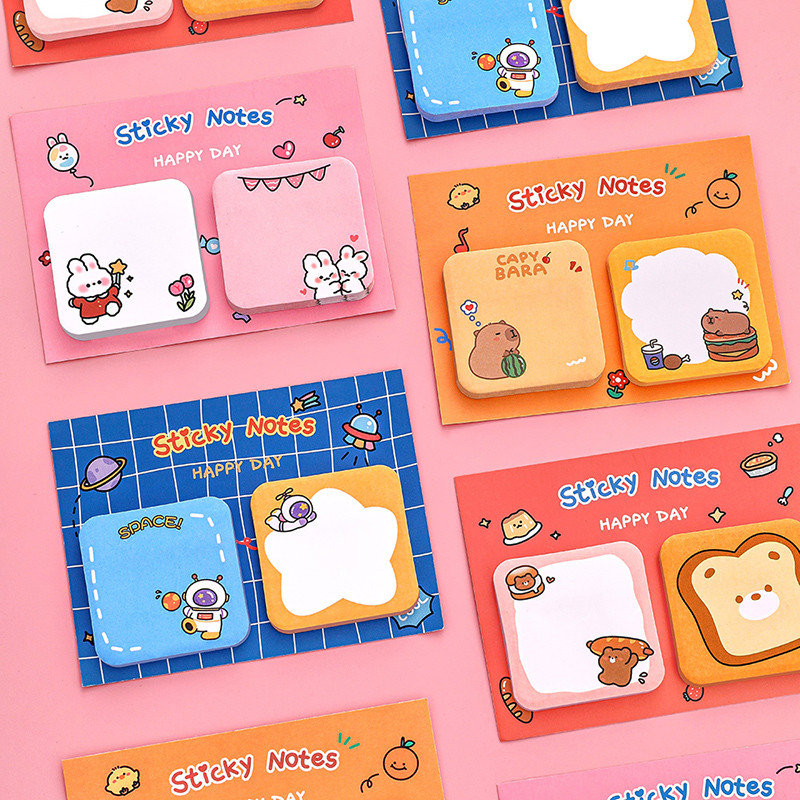 60 Sheets Cartoon Happy Day Series Sticky Notes School Office Tearable ...