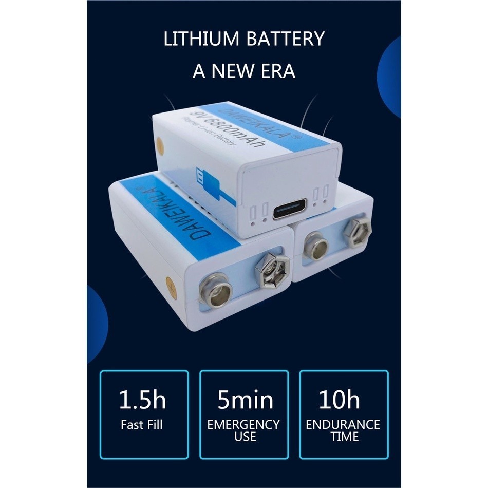 【COD】9V battery 6800mAh li-ion Rechargeable battery Micro USB Battery ...