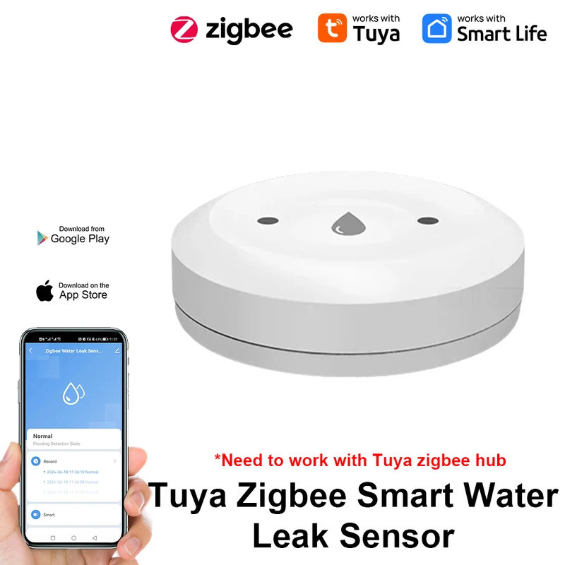 Tuya ZigBee WiFi Smart Water Sensor Leak Detector Flood Water Leakage ...