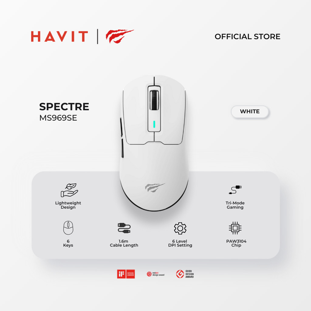 Havit Spectre MS969SE || Tri-Mode Gaming Mouse || White | Shopee ...