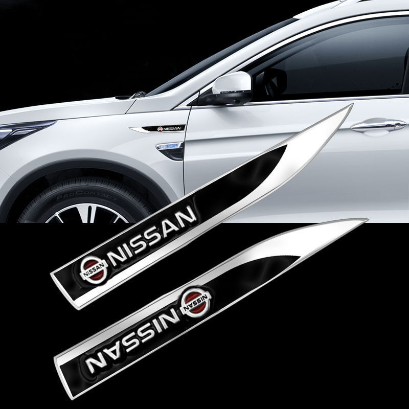 Nissan 2pcs 3D Car Door Side Stickers Metal Leaf Modified Blade Fender ...