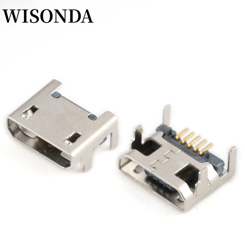 10pcs Micro USB connector 5pin seat Jack Micro usb Four legs 5P ...