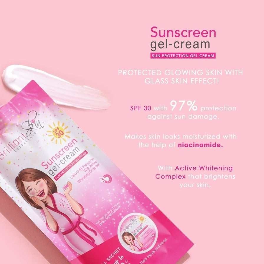 BRILLIANT SKIN SUNBLOCK Sunscreen Gel Cream 50g | Shopee Philippines