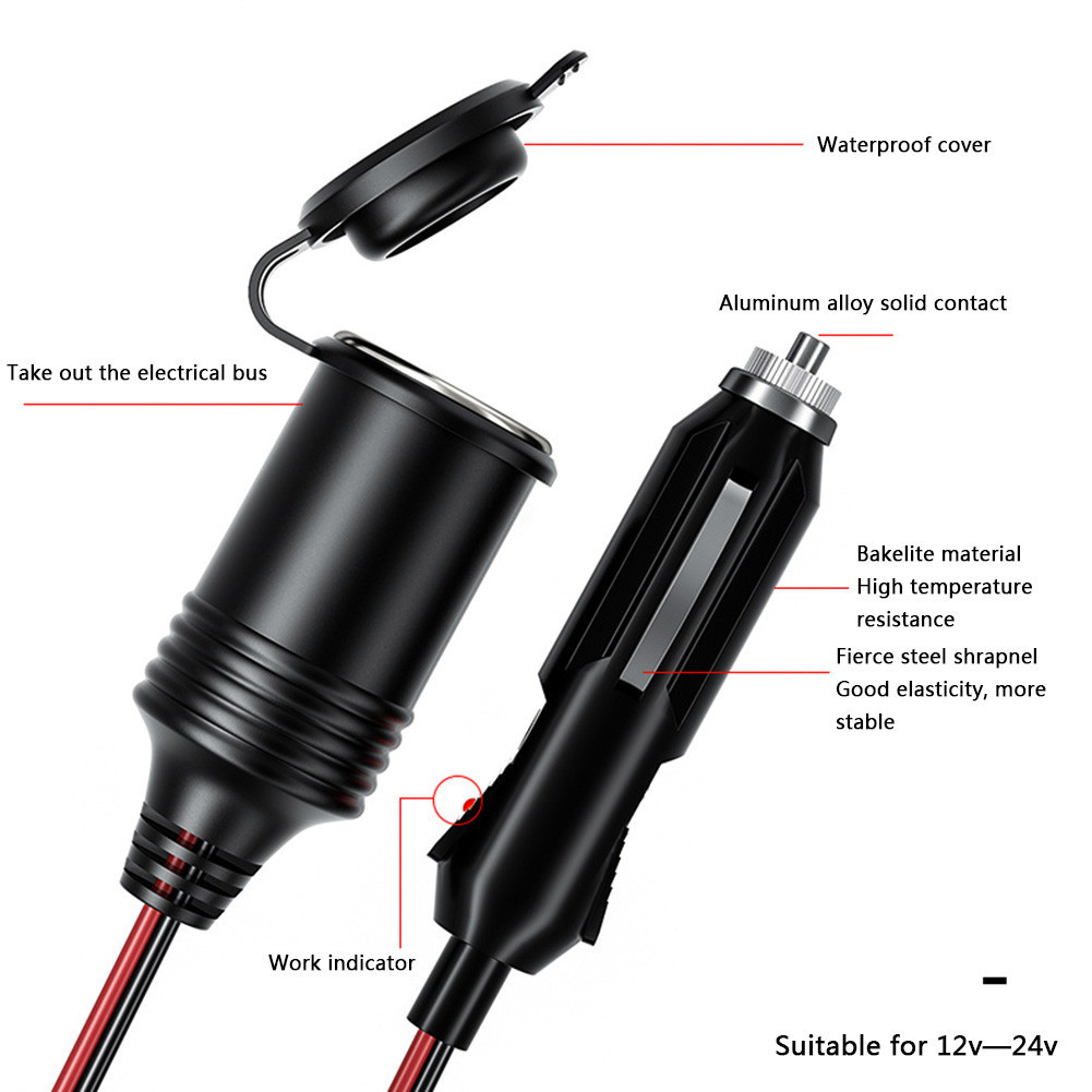 12V 24V 20A Car Extension Cord Car Male Female Extension Cable | Shopee ...