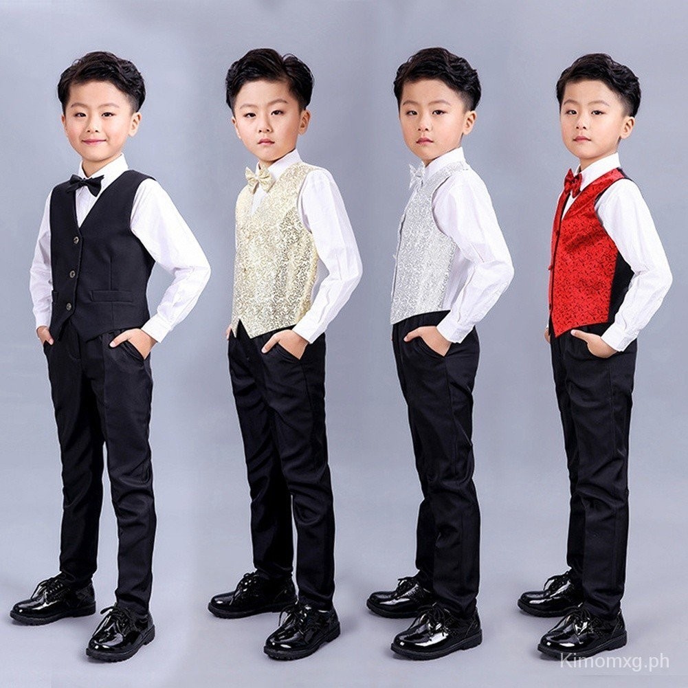 Toddler Boys Suit Wedding Birthday Party Formal Attire Tuxedo Kids Vest ...
