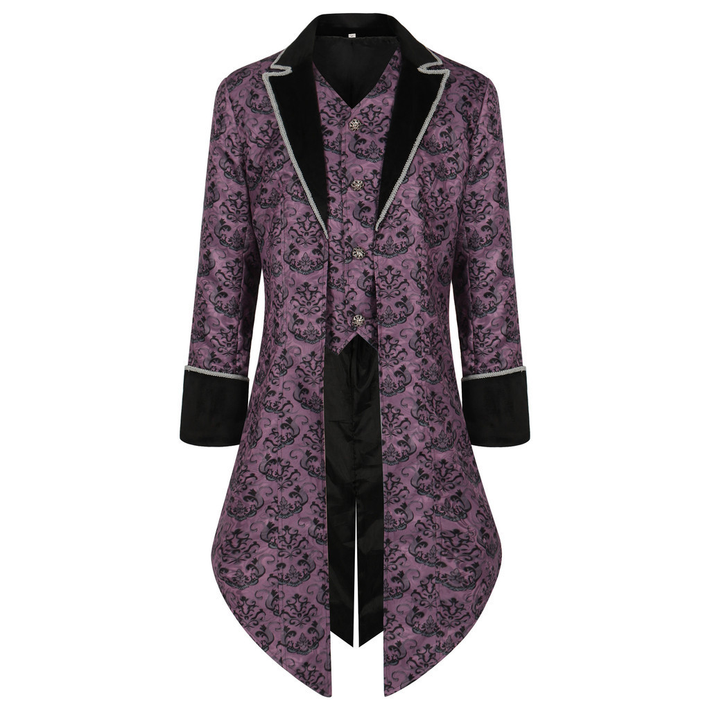 Men Medieval Vampire Cosplay Costume Steampunk Swallowtail Jacket ...