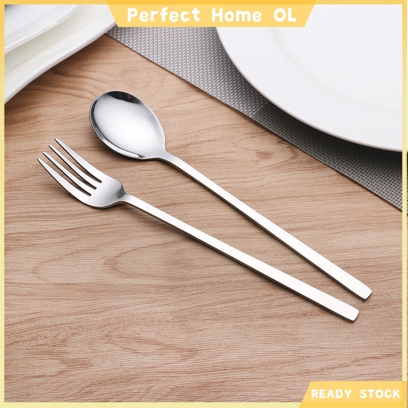 Spoon and Fork Set Stainless Steel Dinnerware Korean Spoon Food-Grade ...