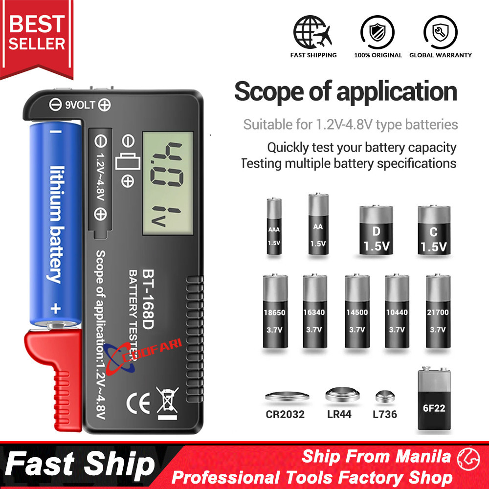 BT-168 Digital Battery Tester LCD Display C D N AA AAA 9V 1.5V Button ...